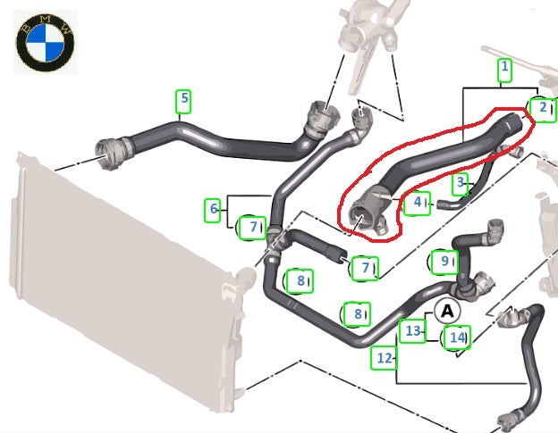 Manguera De Agua Conexión Con Tanque Expansión Para Bmw F20 F21 F30 F3